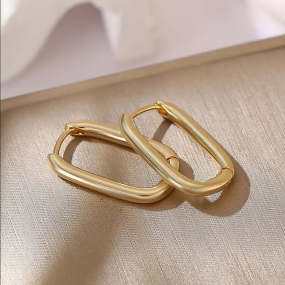 Jewelry | 14k Gold Womens 1 Small Square Hoop Earrings Ladies 14 K Silver Hoops Jewelry | Poshmark